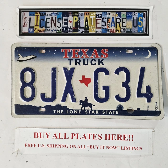 TEXAS TRUCK LICENSE Plate 🔥Free📬🔥 8Jx G34 ~ Vintage W/ Moon & Space ...