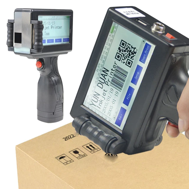 HANDHELD INKJET PRINTER Touch Screen Date QR Code Barcode Logo Label ...