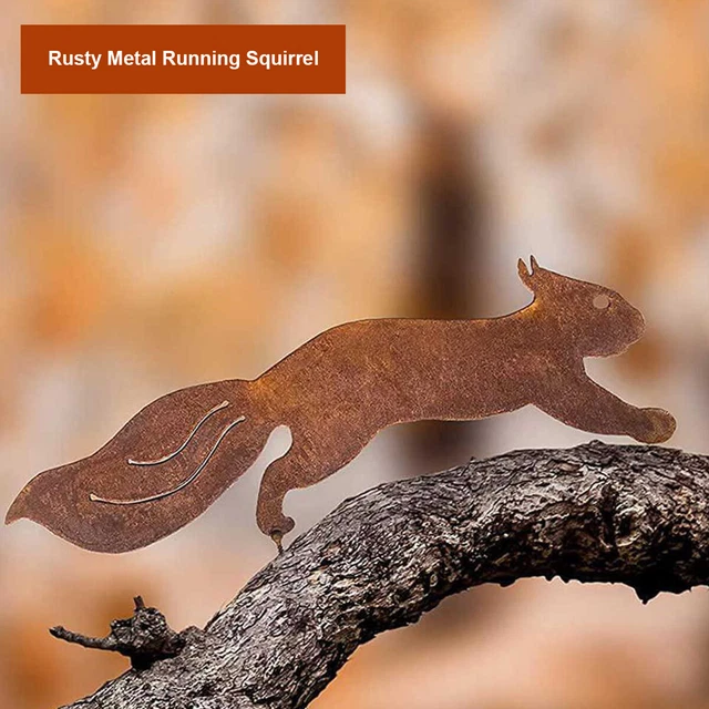 RUSTY RUNNING SQUIRREL Decor Metal Squirrel Silhouette Squirrel Statue ...