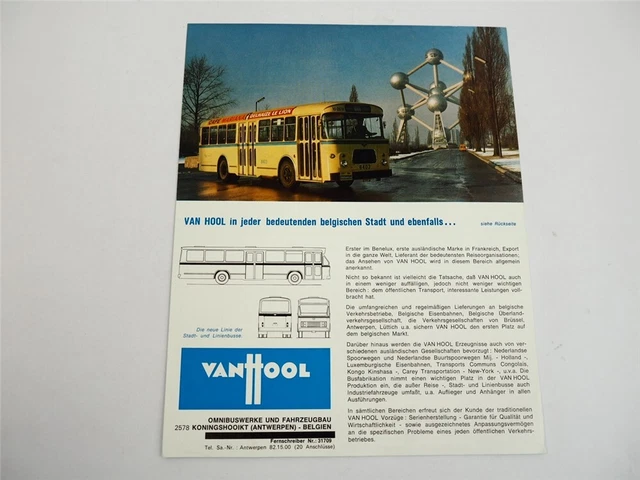VAN HOOL BUS city bus scheduled bus brochure 1968 £14.39 - PicClick UK