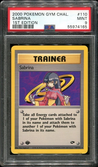 PSA 9 1ST Edition Sabrina Rare Trainer 110/132 Gym Challenge Pokemon ...
