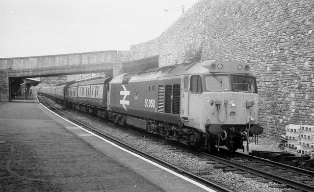 ORIGINAL 35MM RAILWAY B/W Neg Class 50 50050 Teignmouth 18 6 83 ...