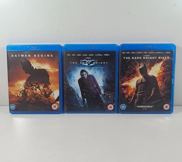 BATMAN THE DARK Knight Trilogy Christopher Nolan Begins Rises 3x Blu ...