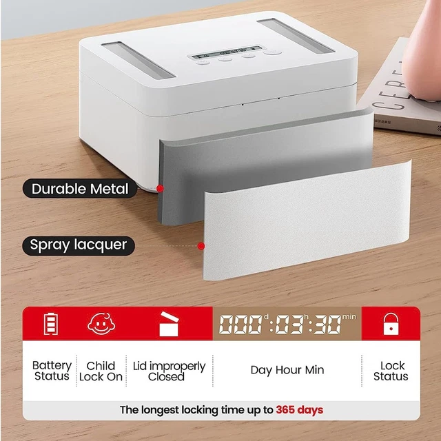 2X(METAL TIMED LOCK Box,Time Lock Box with Child Lock and LED ...