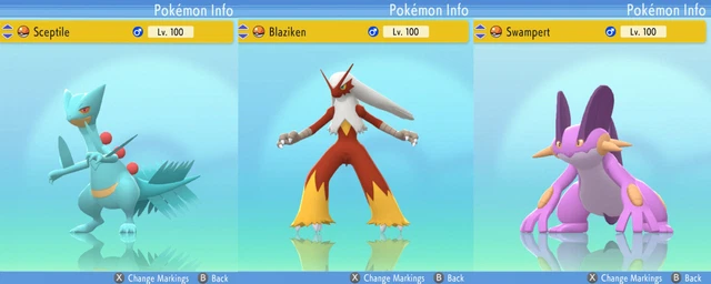 POKEMON BD/SP ULTRA Shiny 6IV Battle Ready Sceptile Blaziken Swampert 3 ...
