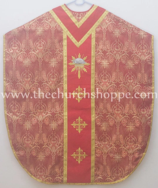 NEUF ROUGE SLAIN Agnus Dei Chasuble St.Philip Neri Style Vêtement de ...