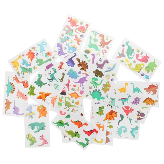 20 SHEETS TEMPORARY Tattoos Stickers Cartoon Dinosaur Tattoos Sticker ...