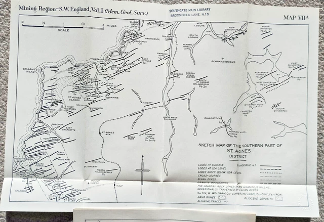 VINTAGE MINING MAP of the St Agnes District, Cornwall - 1956 £17.98 ...