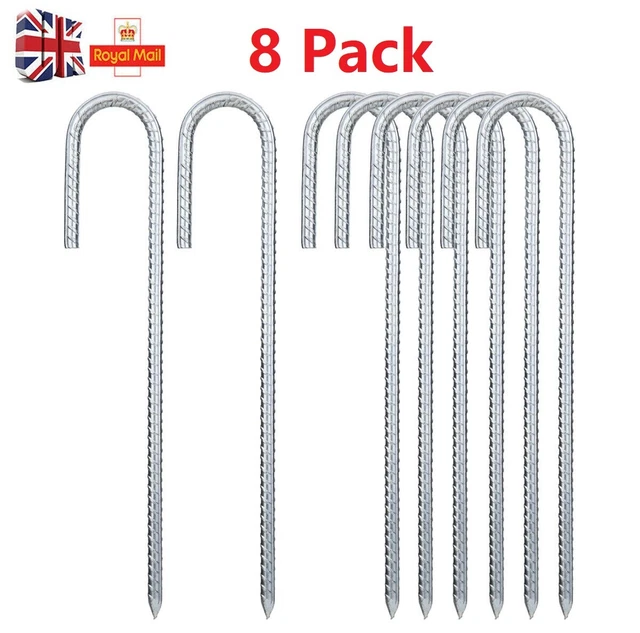 8PACK TENT PEGS Heavy Duty Steel Marquee Ground Stakes 300mm*8mm ...