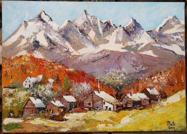 GRAND TABLEAU SIGNÉ Piotr: le Mercantour en automne EUR 15,00 - PicClick FR