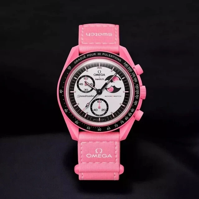 SWATCH X OMEGA BIOCERAMIC MoonSwatch Mission to The Pink Moonphase $9. ...