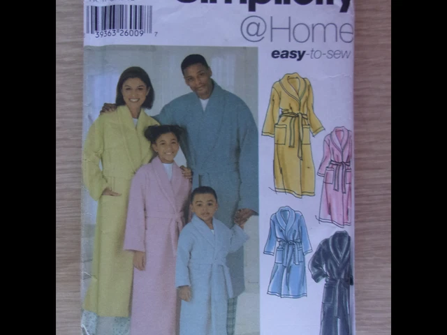 SIMPLICITY SEWING PATTERN for Unisex Robes Sizes Child-XS-L, Adult XS ...