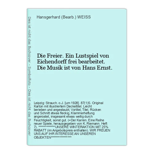 LA FREIER. EIN Lustspiel Di Eichendorff Gratuito Be Bianco, Hansgerhard ...