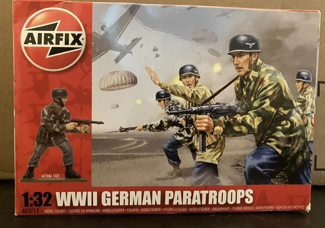2 BOXES OF Airfix WW2 German Paratroopers, 1:32 scale, 14 ct Per Box 28 ...
