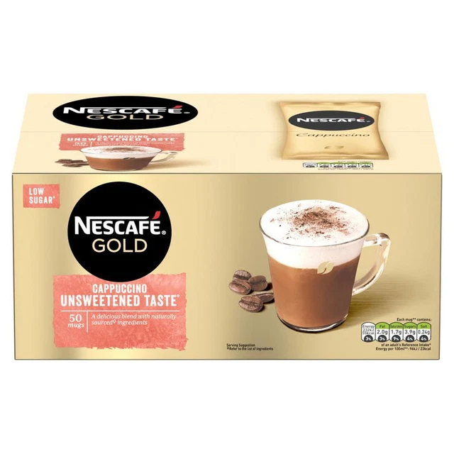 NESCAFE GOLD CAPPUCCINO Unsweetened Instant Coffee Sachets Pack 50 £30. ...