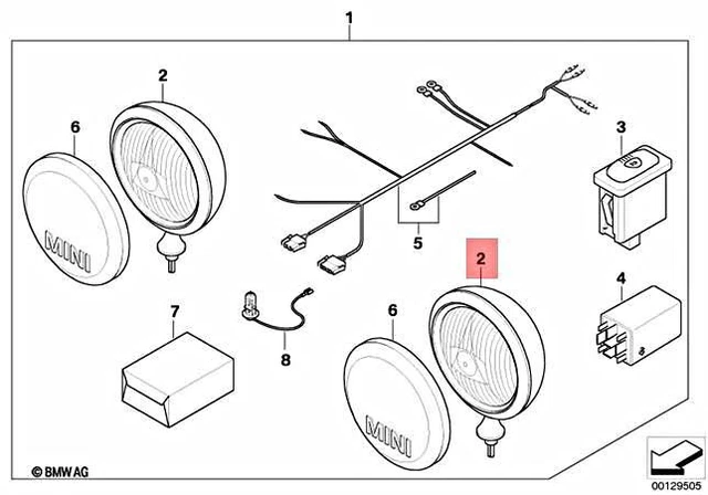 GENUINE MINI COOPER One R50 R52 R53 Coop.S JCW GP S 1.4i High Beam ...