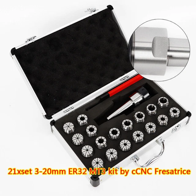 ER32 MT3 SPANNZANGENSATZ Shank Collet Chuck 3-20mm Spanner + Storage ...
