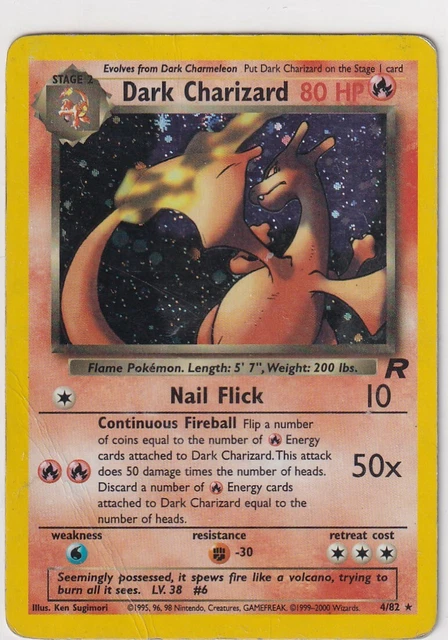 POKEMON MAPPA TEAM Razzo Nr 4/82 Scuro Charizard Holo Inglese 1 EUR 98 ...