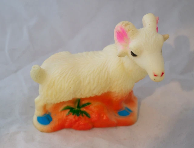 VINTAGE 1960'S RUBBER Squeak Toy Sheep, Ram, Goat, Great Condition with ...