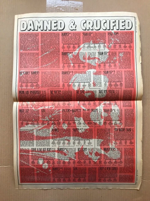 DAMNED FAMILY TREE POSTER sized original PUNK music press centre spread ...