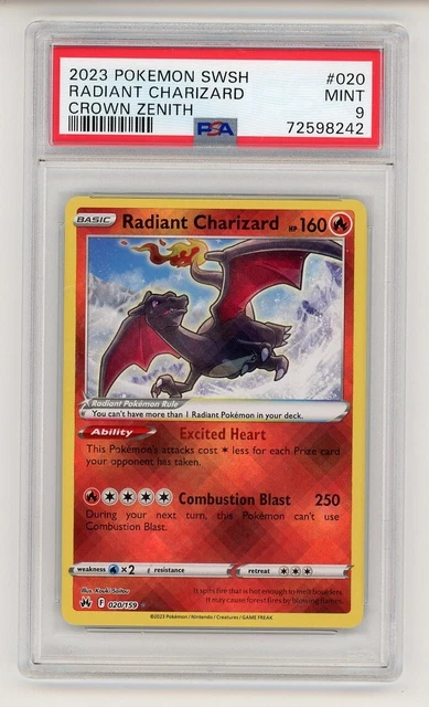 POKEMON 2023 RADIANT Charizard Crown Zenith #020 PSA 9 Mint Ships FREE ...