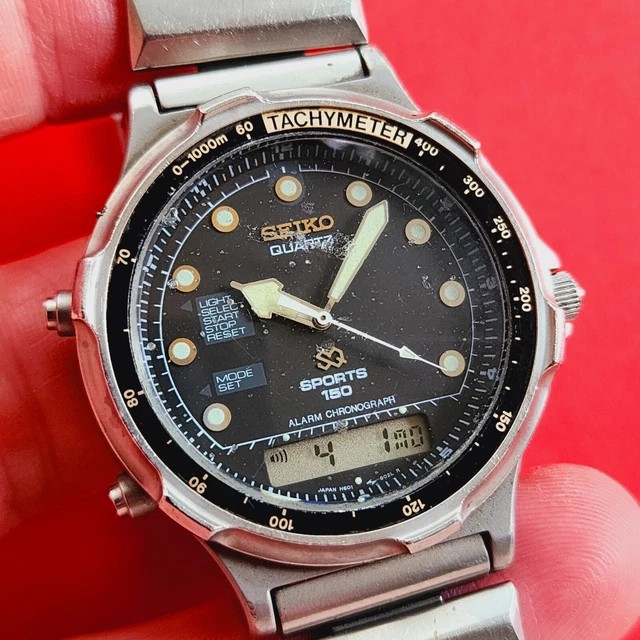 SEIKO SQ SPORTS 150 Alarm Chronograph 1987 Rare H601-8029 H601 SBJ063 Arnie $399.00 - PicClick AU