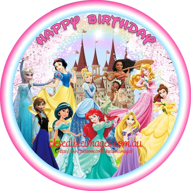PRINCESSES CUSTOM EDIBLE Image Cake Icing Topper 5-8 Inches Diameter ...