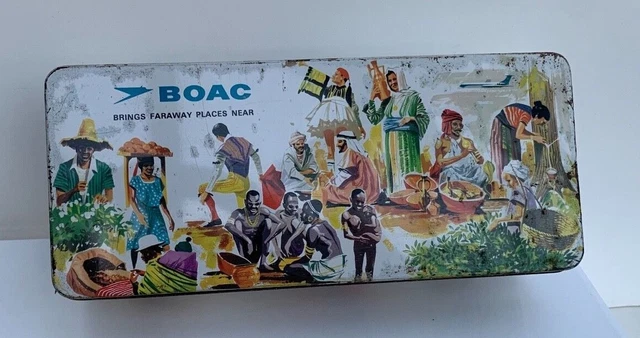 VINTAGE EMPTY BOAC Tin advertising Pascall Murray & Fry Confectionery ...