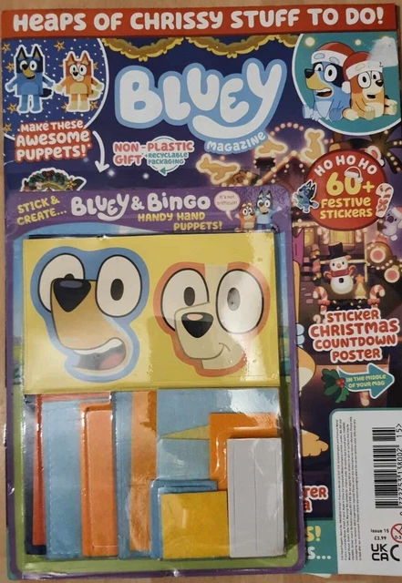 BLUEY MAGAZINE #15 2023 Stickers Bluey and Bingo Handy Hand Puppets Set ...