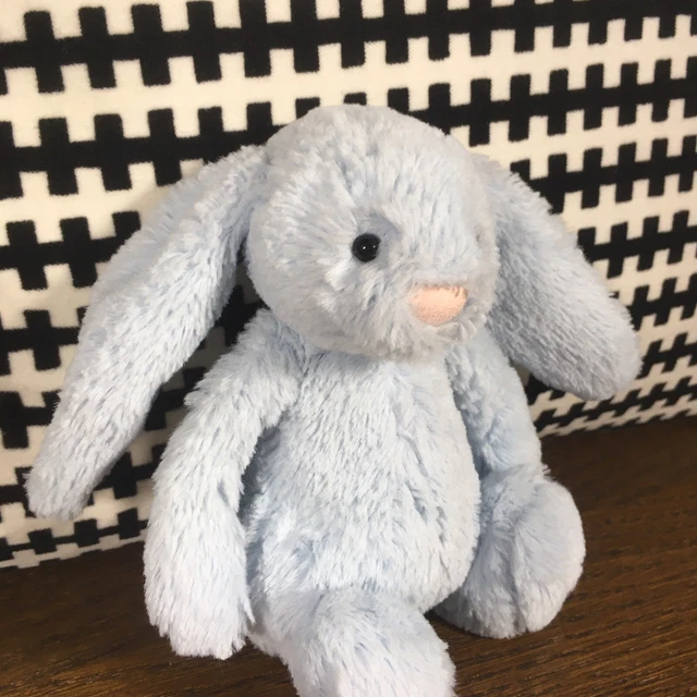 JELLYCAT BLUE BABY bobtail bunny rabbit Soft Plush Toy Rattle boy girl ...