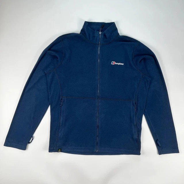 BERGHAUS FLEECE JACKET Mens Large Navy Blue Polartec Full Zip Thermal ...