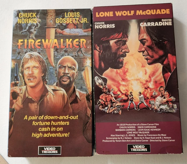 CHUCK NORRIS VHS Lot Firewalker, Lone Wolf McQuade Video Treasures 1983 ...