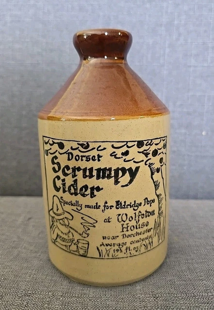 VINTAGE EMPTY STONEWARE Dorset Scrumpy Cider Jar Bottle Flagon 17cm ...