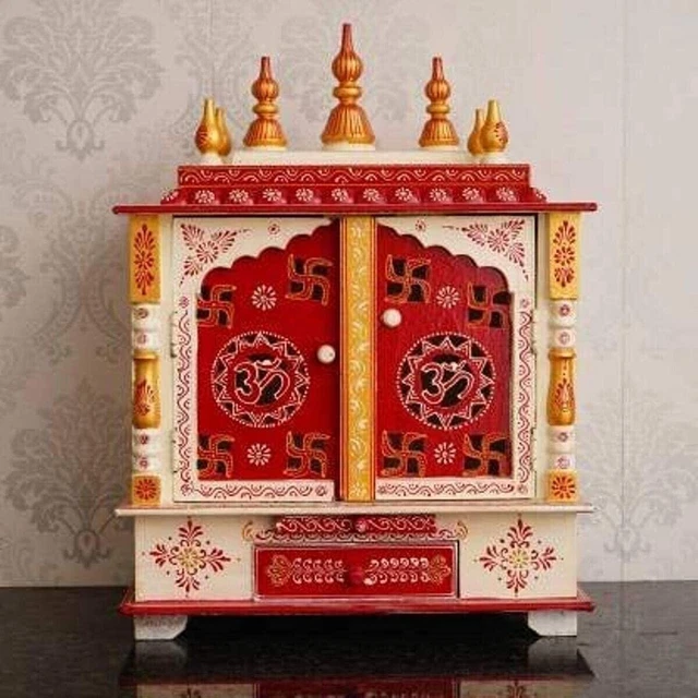 LEGNO RELIGIOSO INDÙ Pooja Stanghetta Mandir Mandap Staffa a Muro Casa ...