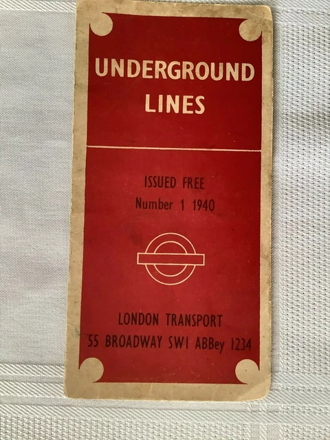 RARE 1940 NUMBER 1 Underground Railway Tube Map London Transport $275. ...