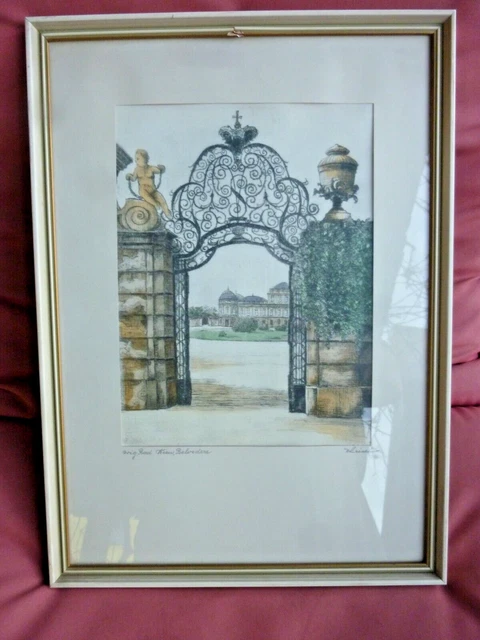 HANS LEISCH RADIERUNG auf Seide gedruckt - Wien, Belvedere - signiert, gerahmt EUR 1,00 ...
