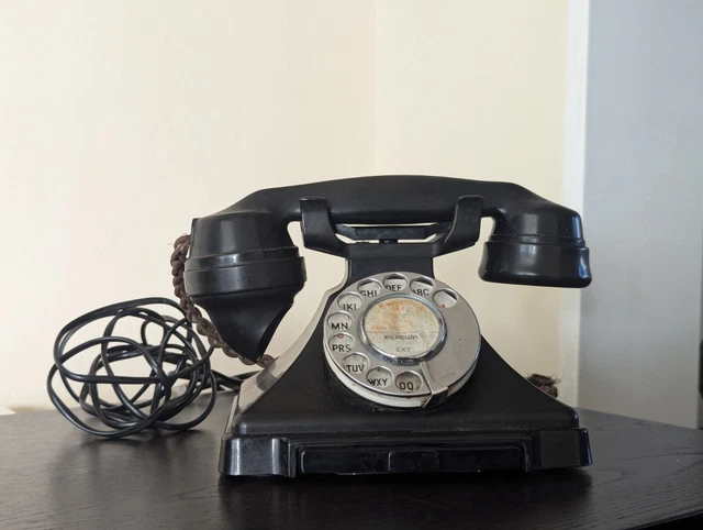 ANTIQUE SERIES 200 Bakelite Black Rotary Dial Telephone Pyramid 164 49 ...