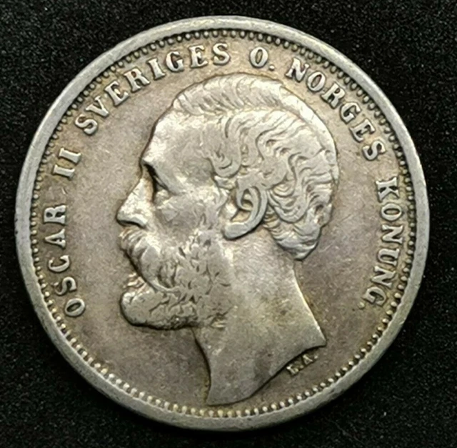MINT ERROR SILVER 1 Krona King Oscar II, 1875 SWEDEN (641F) EUR 47,63 ...