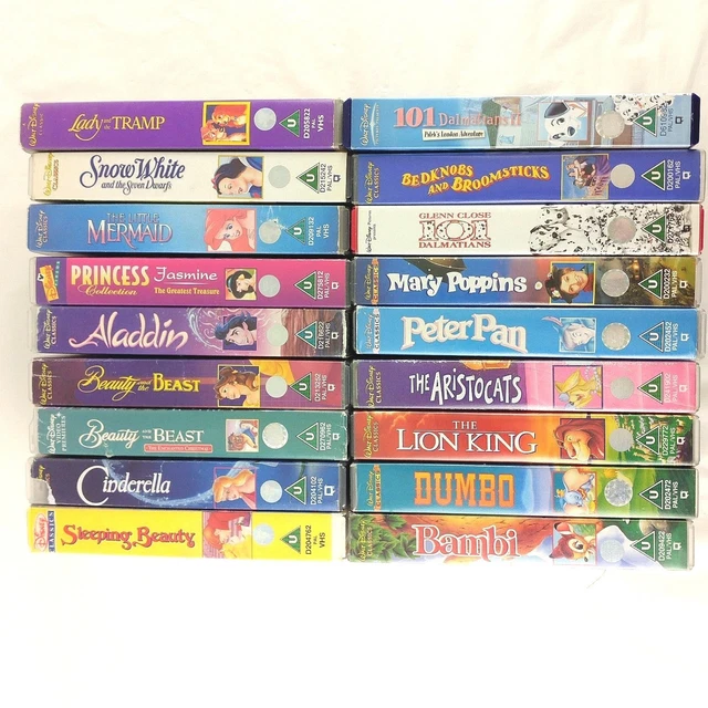 18 Walt Disney Vhs Video Tape Bundle Princesses Animated Bambi Dumbo ...