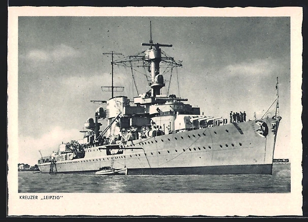 AK CROISEUR DE La Kriegsmarine Leipzig Près De La Côte EUR 7,00 ...