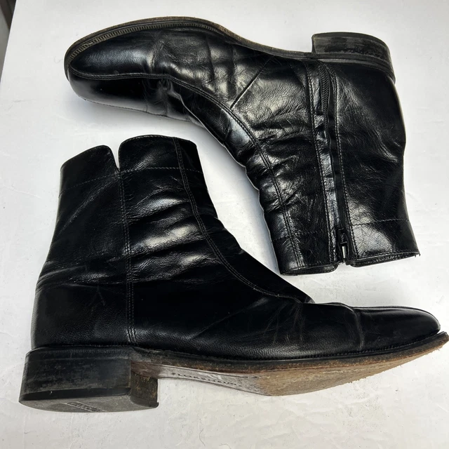 FLORSHEIM DUKE SIDE Zip Leather Dress Boots D 18215-01 Square Toe Mens ...