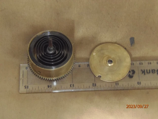 ANTIQUE CLOCK SPRING barrel with mainspring, not broken. £4.00 ...