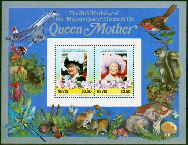 NEVIS 1985 QUEEN Mother 85th Birthday $7 Mini Sheet V F MNH £4.00 ...