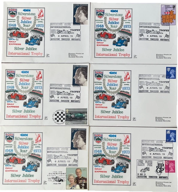 SILVERSTONE SILVER JUBILEE Official Covers 6 April 1973 Dawn First Day ...