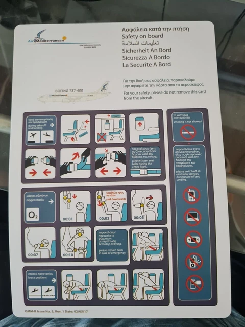 **RARE**SAFETY CARD AIR Mediterranean B737-400** £0.86 - PicClick UK