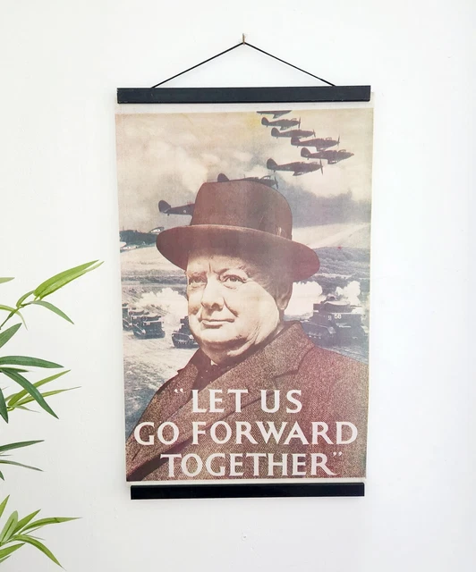 ORIGINAL WW2 POSTER, Winston churchill, let us go forward together £40. ...