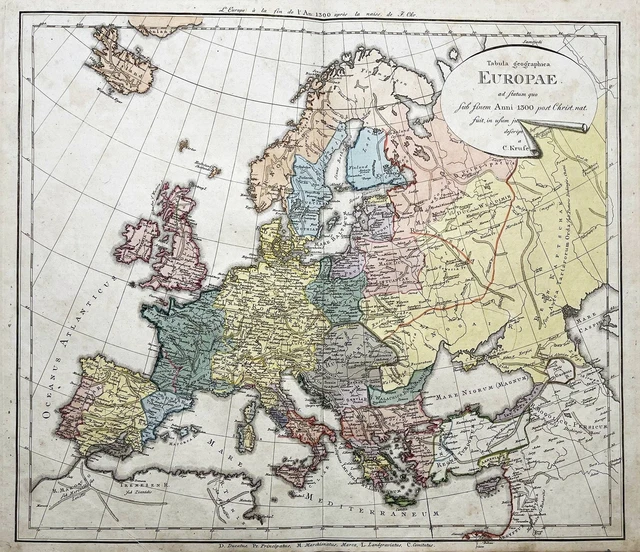 EUROPE CONTINENT CARTE Map Carte Euler Gravure sur Cuivre 1753 EUR 492 ...