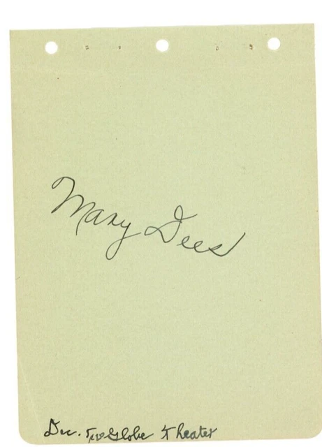 AUTOGRAPHIÉ ALBUM PAGE Actrice Mary Dees Jean Harlow's Socle En ...