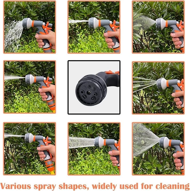 GARDEN HOSE NOZZLE,MULTI Garden Hose Spray Gun,8 Watering Patterns High ...