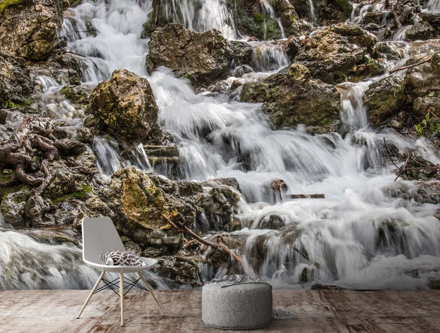 3D WATERFALL STONES E113 Wallpaper Mural Paper Wall Print Indoor Murals ...